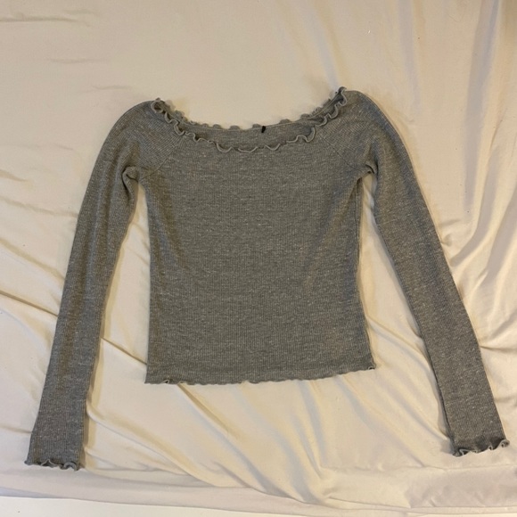 Tops | Off The Shoulder Gray Shirt | Poshmark